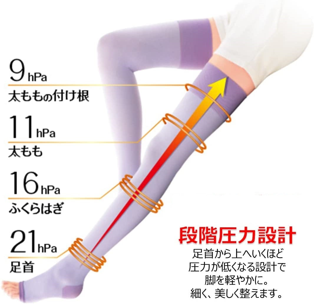 Slim Walk Leggings M-L Size Lavender Full Length Compression Socks